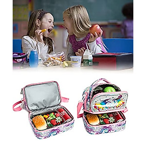 MOHCO Kids Lunch Bag Insulated Bento Cooler Bag Two compartments Cooler for Boys and Girls with Adjustable Strap Travel Lunch Tote