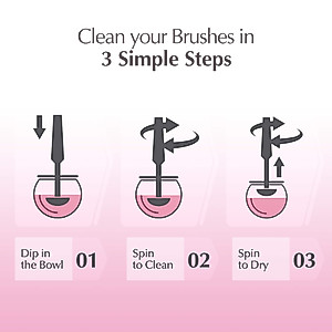 Luxe Electric Makeup Brush Cleaner, Pink, USB Charging Station, 3 Adjustable Speeds, Cleaner to Instantly Wash and Dry Your Makeup Brushes