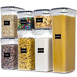 TINGFENG Airtight Food Storage Containers with Lids, BPA Free Plastic Storage Containers with Lids Food Container Sets(7 Pack), for Picnics, Kitchen Pantry Organization and Storage (Black)