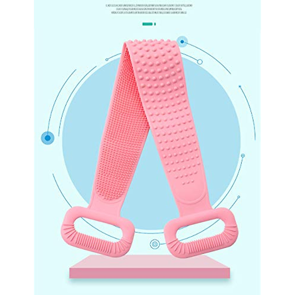 Silicone Bath Body Brush, Exfoliating Lengthen Silicone Body Back Scrubber, Easy to Clean, Lathers Well, Eco Friendly, Long Lasting, Comfortable Massage for Shower (Pink)