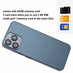 ciciglow I14 Pro Max Smartphone, 6.53 Inch 4G Mobile Phone, 8GB RAM 64GB ROM, 8MP+8MP Camera, 1440x3200 HD Display, 6000mAh, WiFi, BT, Face ID (US Plug)