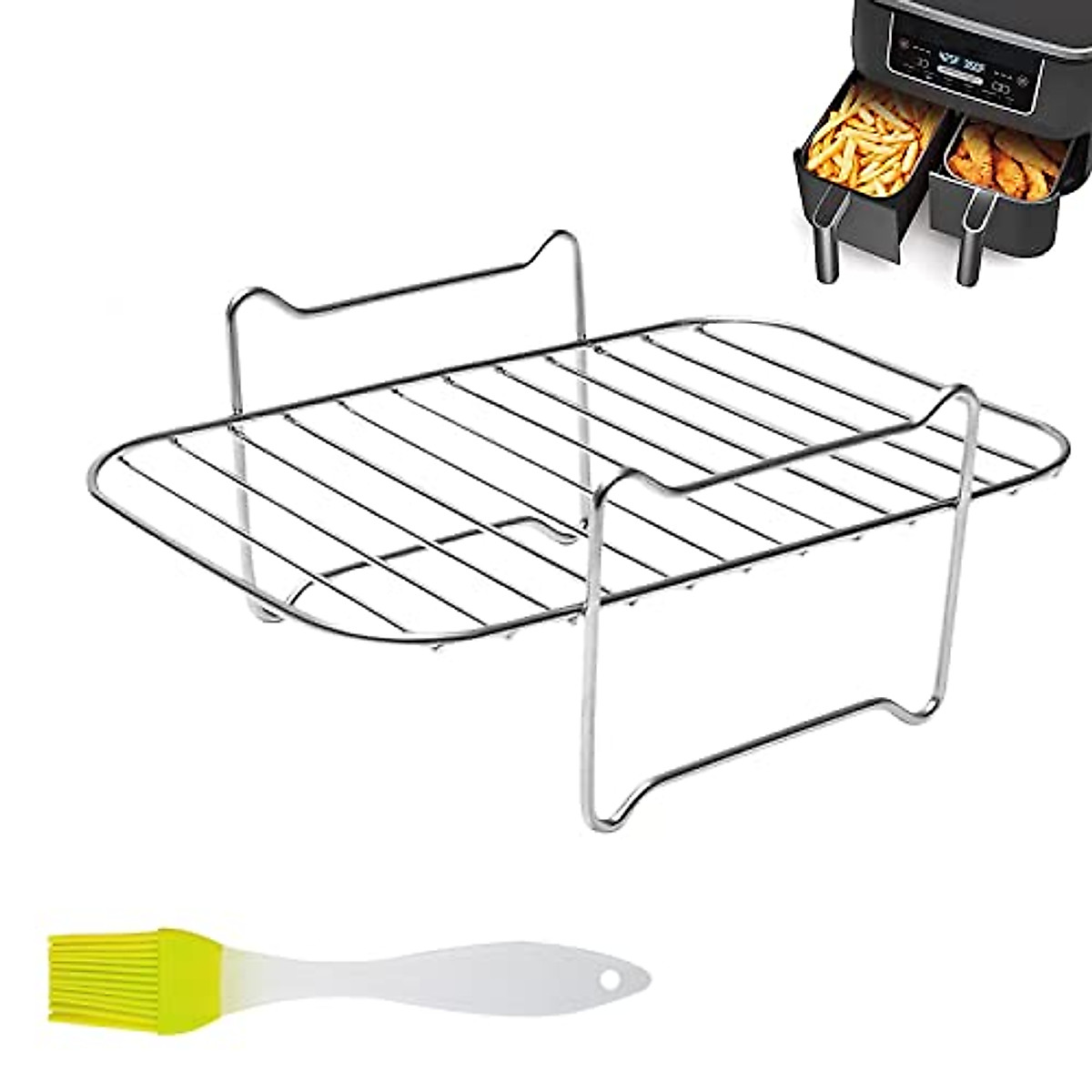 IUKOENTE Air Fryer Rack, 304 Stainless Steel Multilayer Dehydrator Rack For Double Boiler Air Fryers, Air Fryer Accessories Compatible with 4QT to 8QT Air fryer basket.