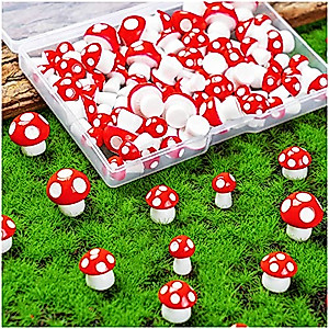 MGZTTHW Tiny Mushrooms for Crafts - Fairy Garden Mushroom - 60pcs Mini Resin Mushroom Decor- Fake Mushroom Miniatures Statue for Bonsai Micro Landscape Craft