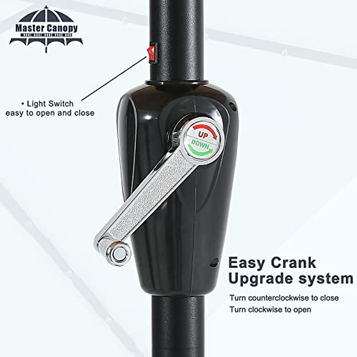 MASTERCANOPY Patio Umbrella with 32 Solar LED Lights -8 Ribs (9ft,Orange)