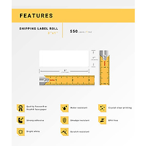 HOUSELABELS 3" x 1" Multipurpose Labels on 0.75" Core Compatible with Zebra and Rollo Printers, 1 Roll / 550 Labels per Roll