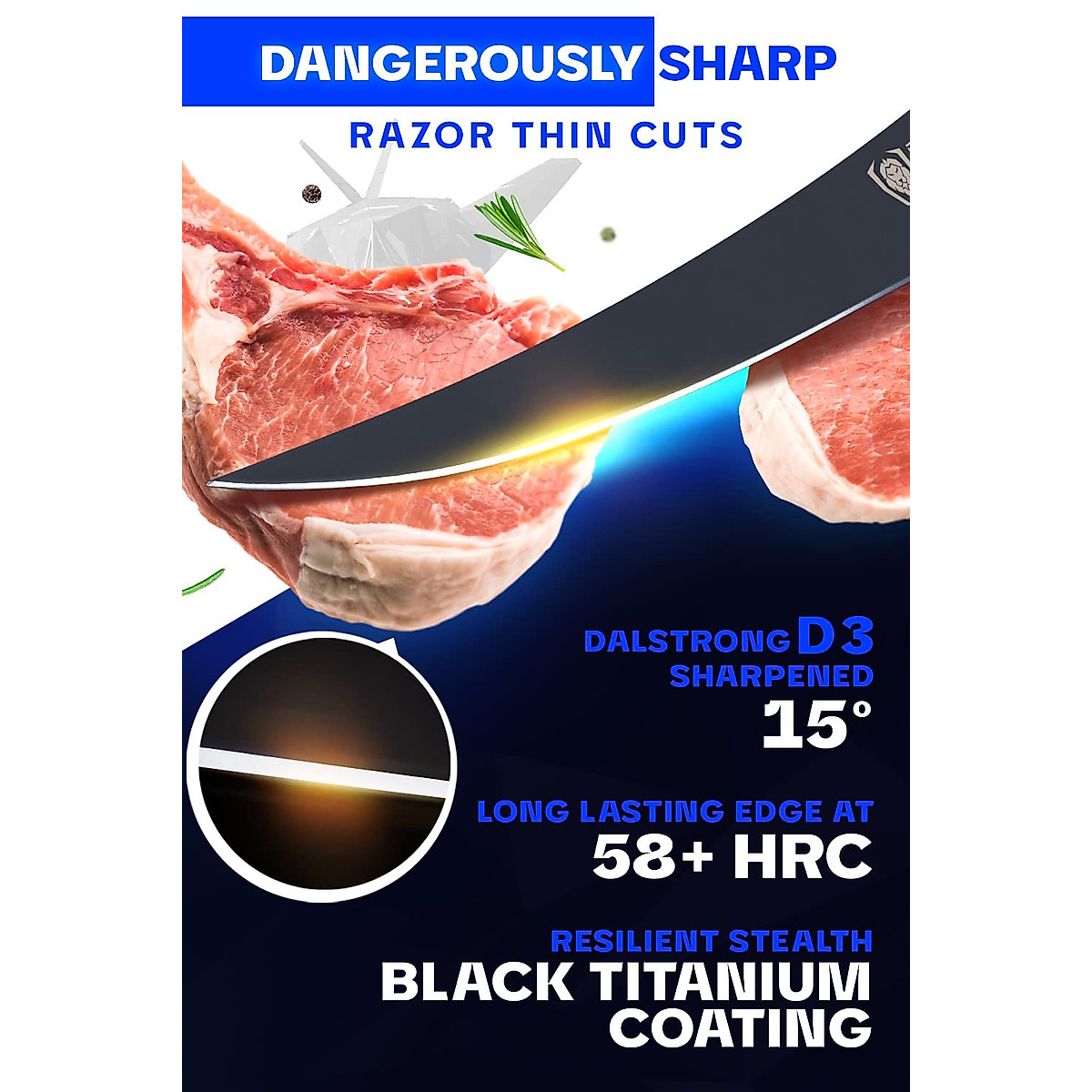 Dalstrong Curved Boning Knife - 6 inch - Shadow Black Series - Black Titanium Nitride Coated - High Carbon 7CR17MOV-X Vacuum Treated Steel - Kitchen Knife - Fillet Knife - Sheath - NSF Certified