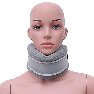 Heallily Cervical Gear Neck Support Brace Cervical Collar for Stiff Neck Pain Relief Injury Recovery Gray 1pc