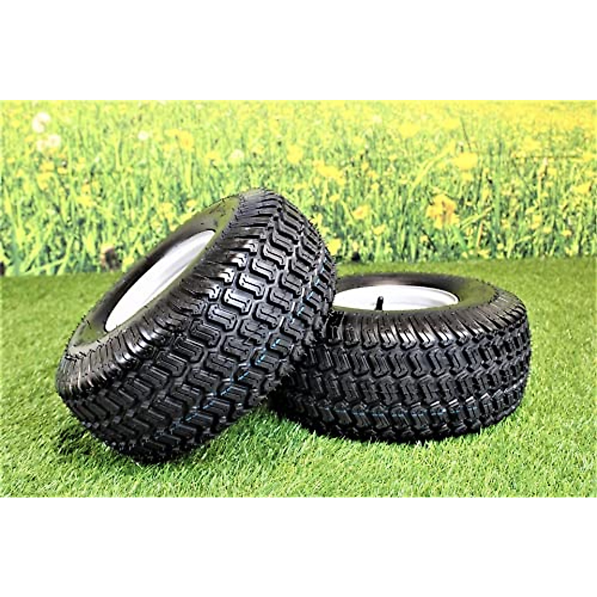 (Set of 2) 15x6.00-6 Tire Wheel Assy .75" Bearing Compatible With Husqvarna/Poulan