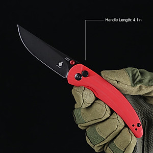 Kizer Chili Pepper Red Pocket Knife, 3 Inch 154CM Black Blade Folding Knife with G10 Handle for EDC, V3601C1