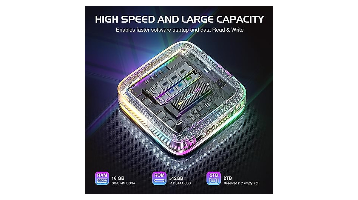 Mini PC RGB AK1 Plus, Intel N95(up to 3.4GHz) 12th Gen Processor Mini ...