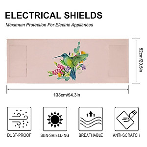 Hummingbird Flower Pattern Washing Machine Dryer Top Cover Refrigerator Fridge Dust-Proof Cover with Storage Pockets Bags Sunscreen Cover Kitchen Christmas Decor
