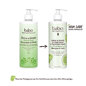 Babo Botanicals Swim & Sport Citrus Mint & Passion Fruit Clarifying Shampoo & Body Wash - 16 Fl Oz