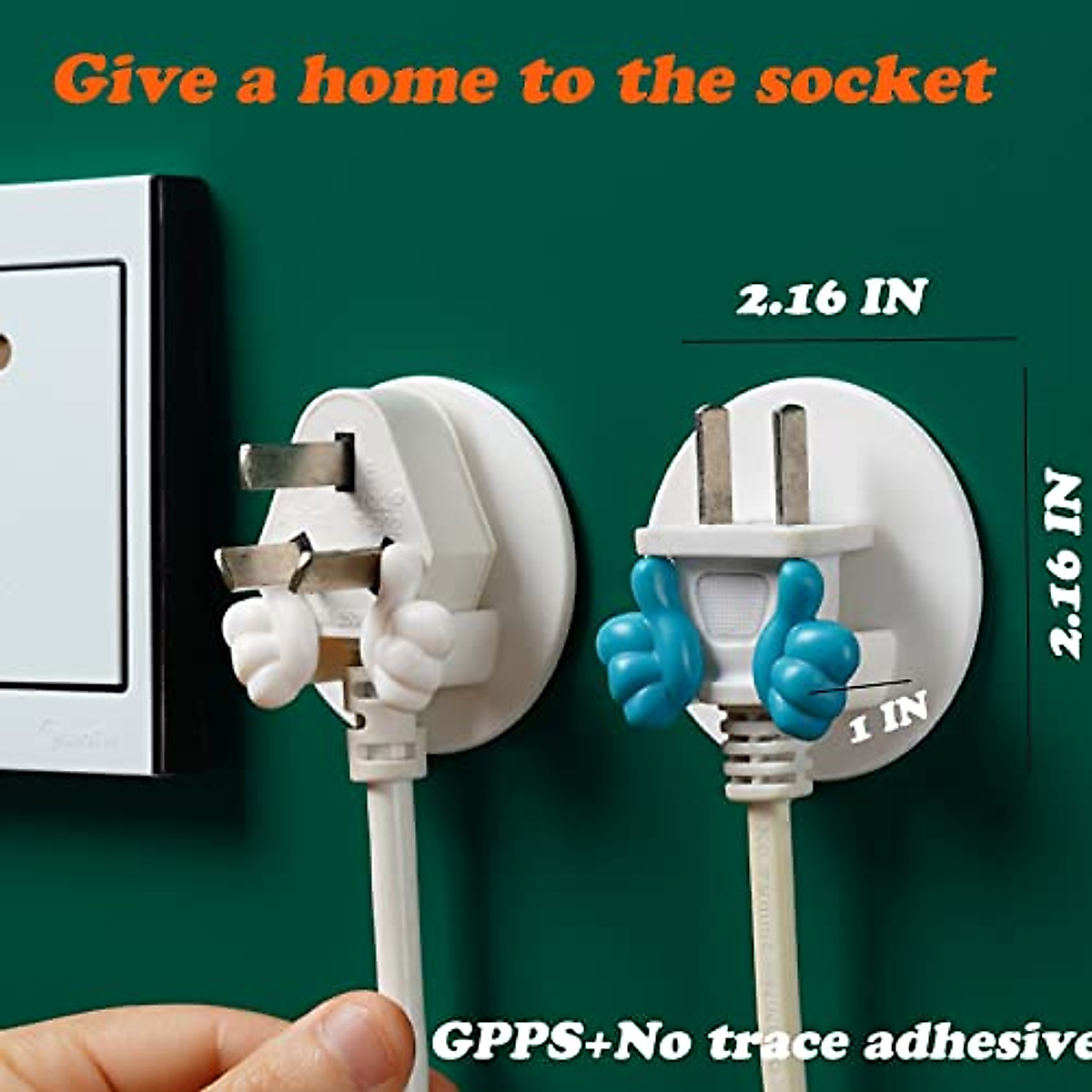 AELITOK Utility Thumb Wall Hooks,Damage Free Hanging Hooks for Walls,Adhesive Wall Hooks for Home Office Bedroom Kitchen 10pcs (Mixed Colors)