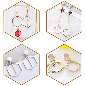 Earrings Beading Hoop for Jewelry Making, FANMAOUS Earrings Findings Hoops Earring Charms Open Bezel Pendant Frame for DIY Craft,Earring Necklace,Crafts Supplies (60 pcs (Round/Square/Hexagon))