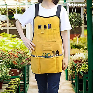 Briteree Work Tool Apron for Men and Women, Torso Length with 21 Tool Pockets, Durable Canvas Apron, DIY Enthusiasts