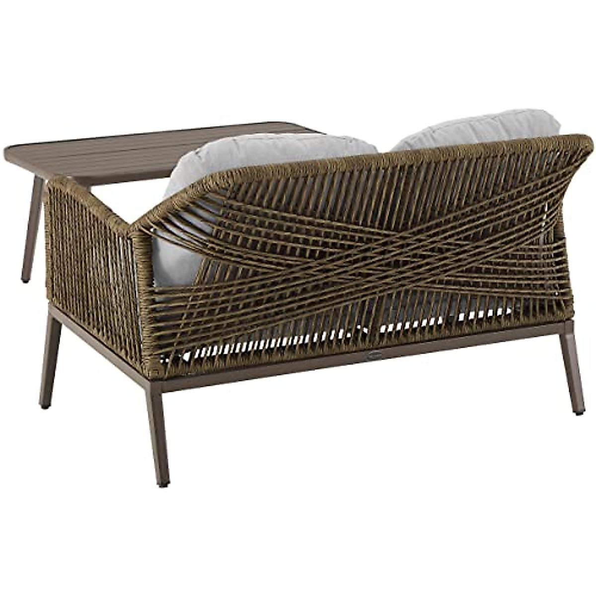 Crosley Furniture CO7360LB-LG Haven Outdoor Wicker 2-Piece Conversation Set (Loveseat, Coffee Table), Light Brown with Light Gray Cushions