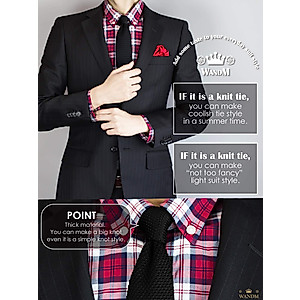 WANDM Men's Knit Tie Slim Skinny Square Necktie Width 2.2 inches Washable Solid Color Black