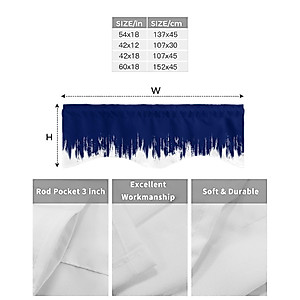 YOKOU Kitchen Valances for Windows Abstract Oil Painting Smear Navy Blue White Light Filtering Short Curtains for Windows Bedroom Privacy Added Rod Pocket Design 60x18inch,2pcs