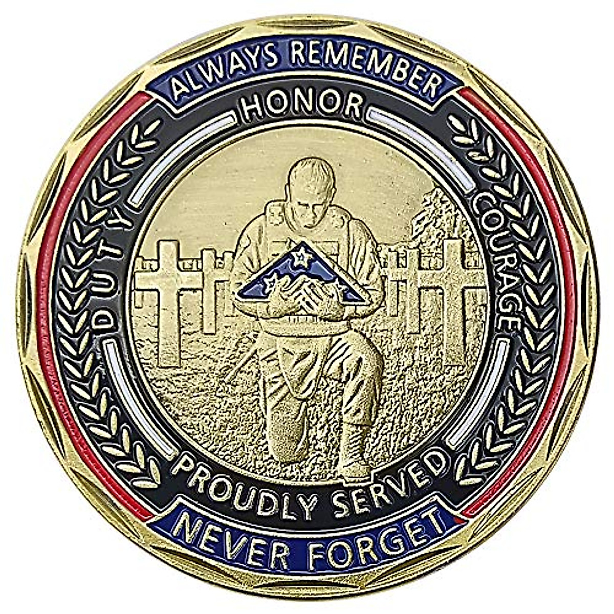 AtSKnSK US Military Challenge Coin Veteran Coin - Stand for The Flag, Kneel for The Fallen