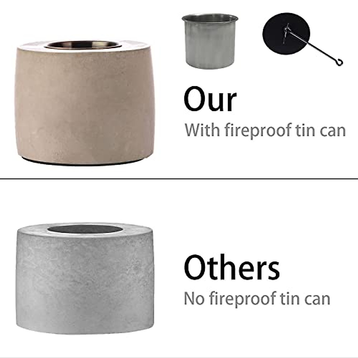 Sportkee Concrete Tabletop Fire Pit, Alcohol Fire Pit Bowl, Small Round Portable Table Top Firepit for Indoor & Patio