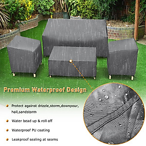 STARTWO Patio Furniture Covers 4 Piece Set Outdoor Furniture Covers Waterproof, Heavy Duty 600D Patio Furniture Set Cover for Chairs, Couch, Table Coffee, Grey