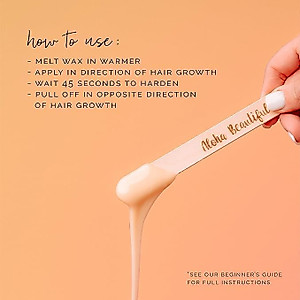 KoluaWax Hard Wax Beads for Hair Removal – Coarse Hair Formula – Face, Brazilian, Underarms, Back Chest, Bikini Waxing – Coconut Colada, 1lb Refill for Wax Warmers & 10 Large Applicator Sticks