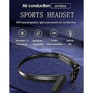 CHNYBQT Air Conduction Headphones, Open Ear Wireless Bluetooth Headphones with Built-in Mic, CVC8.0 Noise Cancelling Stereo Earphones Sports Headset for Running,Cycling,Hiking,Gym,Climbing & Driving