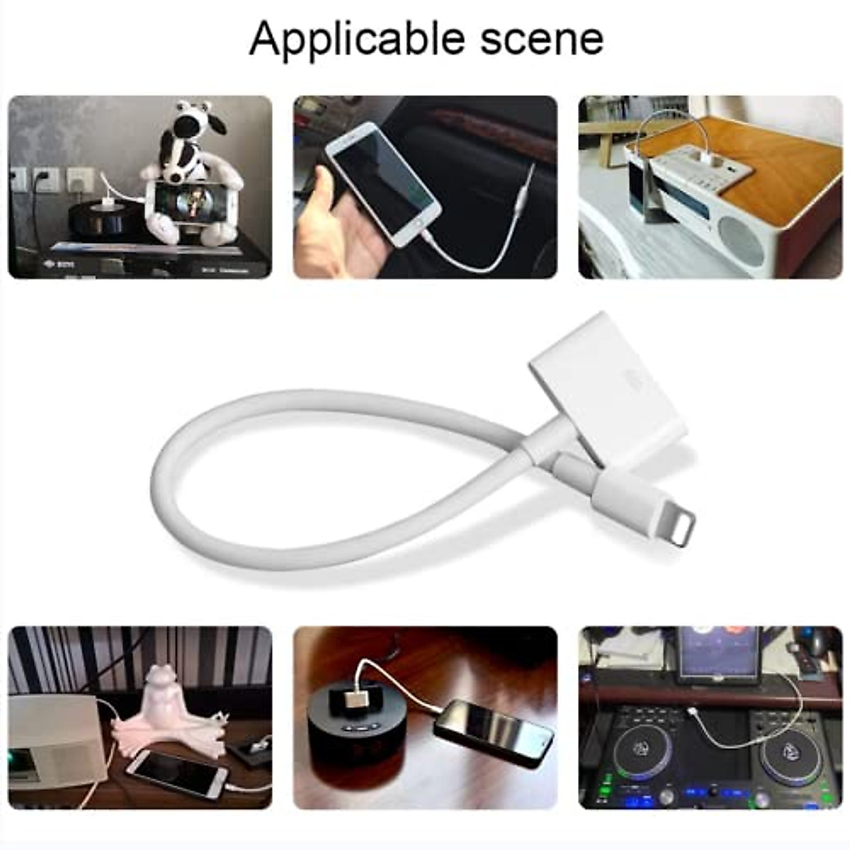 Lightning to 30-Pin Adapter, iPhone 8 Pin Male to 30 Pin Charger ipad Connector Adapter Data Sync Cable Connector Compatible iPhone 14/13/12/11/X/8/iPad/Bluetooth (White)