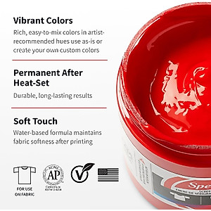 Speedball Fabric Screen Printing Ink Starter Set, 6-Colors, 4-Ounce for T-Shirt and Silkscreen Printmaking