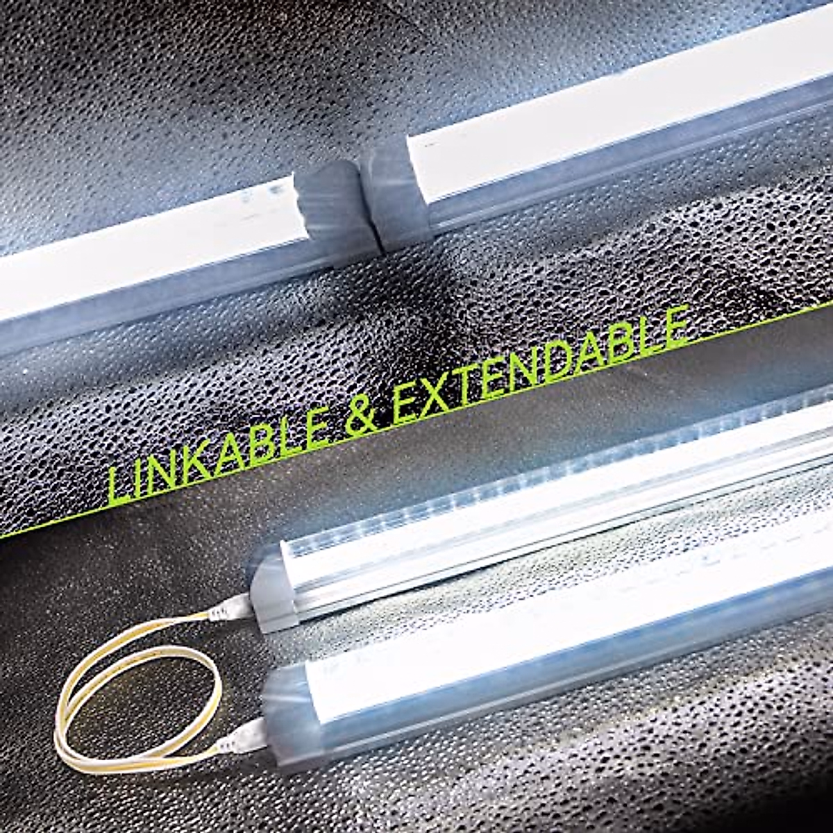 Monios-L LED Shop Light 2FT 5000K 20W, Linkable Utility Ceiling Lights,V-Shaped 2500lm Daylight,T8 Integrated Fixtures LEDs Tubes, Garage Lighting for Workshop,Work Bench,Basement,Plug & Play 2-Pack