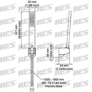KES Brass Shower Head Hand-Held Shower Wand Handheld Shower Head with Hose Handheld Shower Holder Polished Chrome, LP135-CH