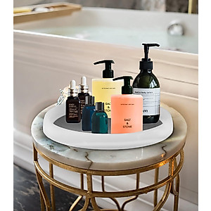 LUNKUIVY 4 Pack 10 Inch Non-Skid Lazy Susan Organizer, 360 Degree Rotating Round Spice Rack Lazy Susan Turntable for Cabinet, Refrigerator, Pantry and Toilet, Grey/White