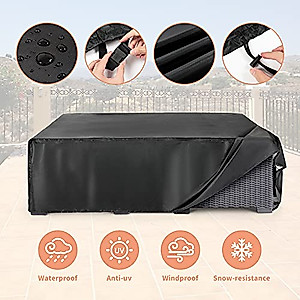 UMINEUX Outdoor Waterproof Patio Furniture Covers,420D Oxford Polyester Black Rectangular Sectional Furniture Set Covers with Windproof Buckles Air Vents (126"L x63"W x 28"H)