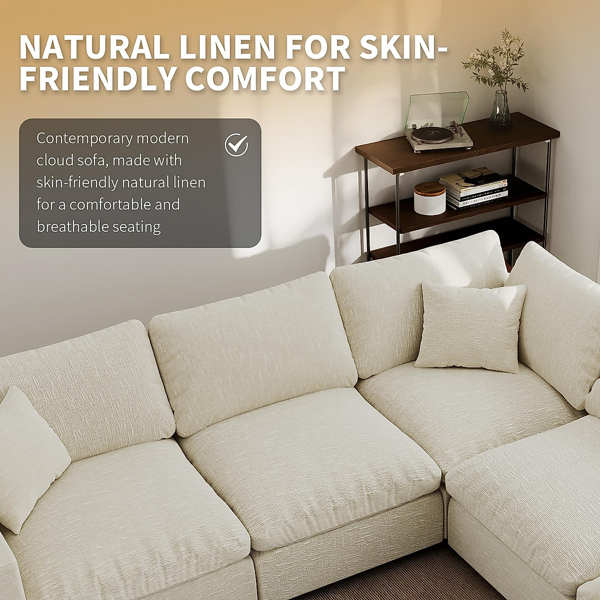 Gtilzria Ottonman,Down Fill Comfort Footrest,Cloud Modular Sectional Sofa for Living Room,Apartment,Office Beige