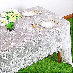 Vintage-Lace-Tablecloth 60x120-Inch Small Lace Rectangle Tablecloth Lace Boho Print Tablecloth Lace Overlay Tablecloth Lace Table Runner Overlay