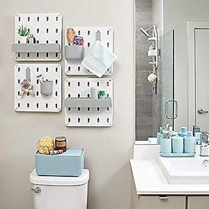 iDesign Cade BPA-Free Plastic Modular Hanging Pegboard Organizer Grid, 26" x 13" x 0.5", Matte White