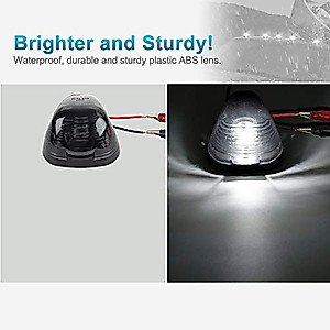 Partsam 5X Black Smoke Lens Cab Roof Marker Running Lamps w/White LED Lights Compatible with Ford F150 F250 F350 F450 F550 F650 F750 E150 E250 E350 E450 1999-2016 Super Duty Pickup Trucks