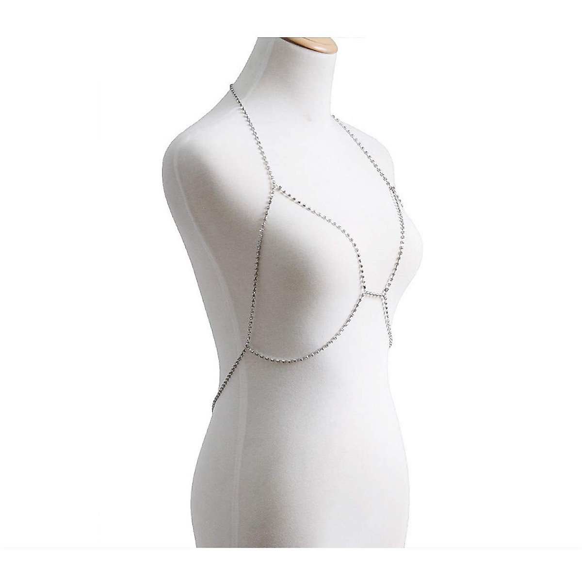 Cathercing Women Body Chain Crystal Bra with Rhinestone Shining Waist Belly Bikini Chain for Women Body Jewelry on Beach Night Club Party Jewelry Accessories (silver)