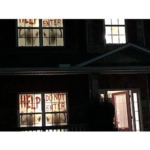 Angmart 2PCS Halloween Giant Bloody Window Posters Window Clings Party Decoration Haunted House Door Cover Creepy School Dormitory Window 60" x 60"