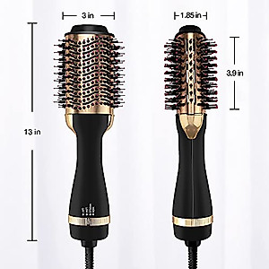 FVW One Step Blow Dryer Brush , 4-in-1 Hair Dryer Brush with 3-Adjustable Temperature , Hot Air Brush for Hair Fast Drying, Straightening and Curling, Salon