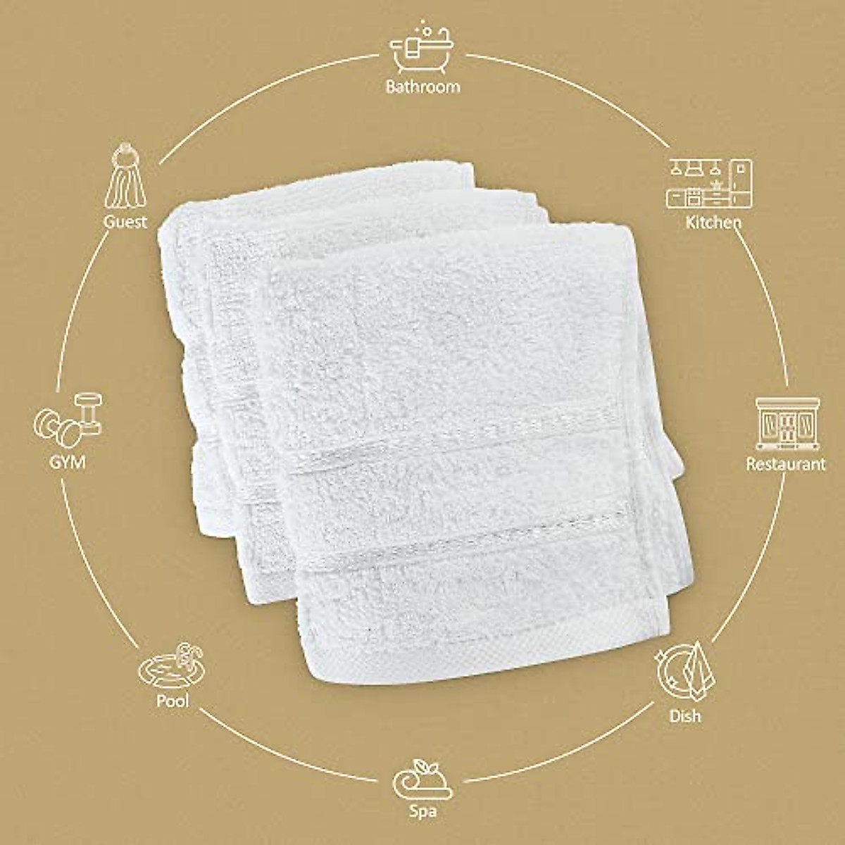 Utopia Towels - 12 Pack Viscose Luxury Wash Cloths Set (12 x 12 Inches) 100% Cotton Ring Spun, Highly Absorbent and Soft Feel Essential Washcloths for Bathroom, Face Towel, Gym and Spa (White)