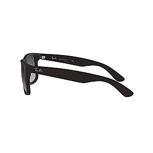 Ray-Ban RB4165 Justin Wayfarer Sunglasses, Rubber Black//Light Grey Gradient Dark Grey, 55 mm