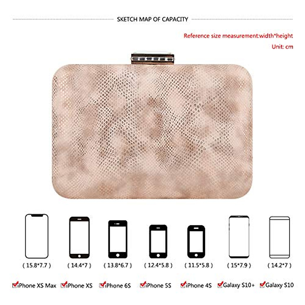 Fawziya Crystal Evening Bags And Clutches Snakeskin Clutch-Champagne