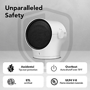 Elio Oscillating Space Heater for Indoor Use, 1000W Ceramic Portable Electric Heater up to 200 Square Ft, 3s Fast Safety Heat, Overheat + Tip-over Protection, 3 Temp Modes, for Home & Office (Alex)