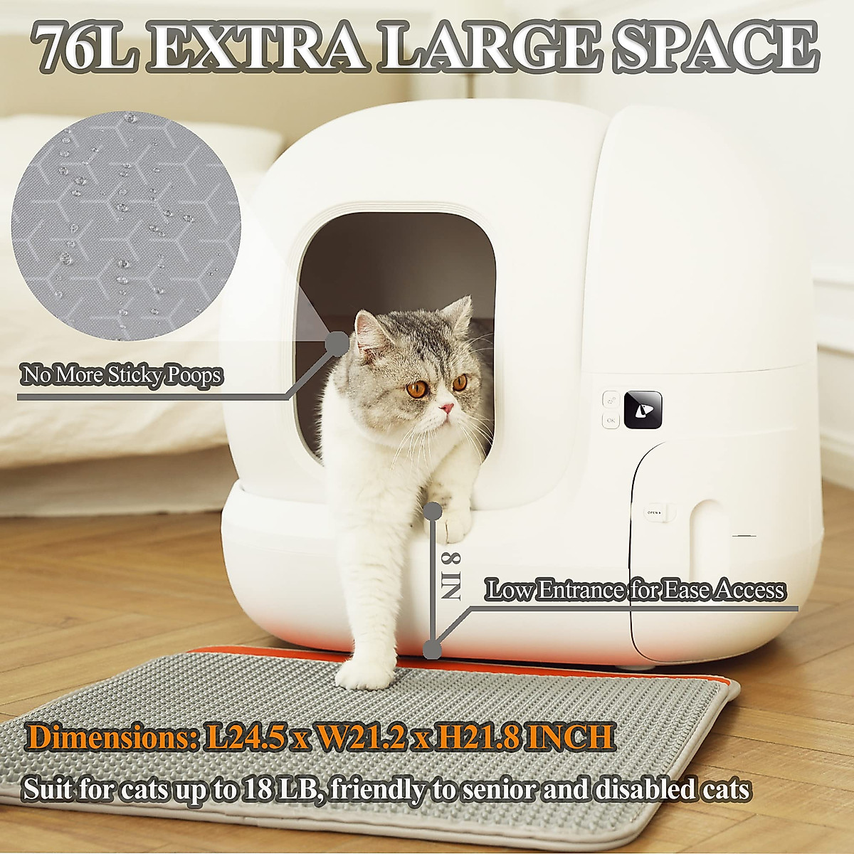 PETKIT Self Cleaning Cat Litter Box Pura Max, Newest Version Automatic Cats Litter Box APP Remote Control with Large Space