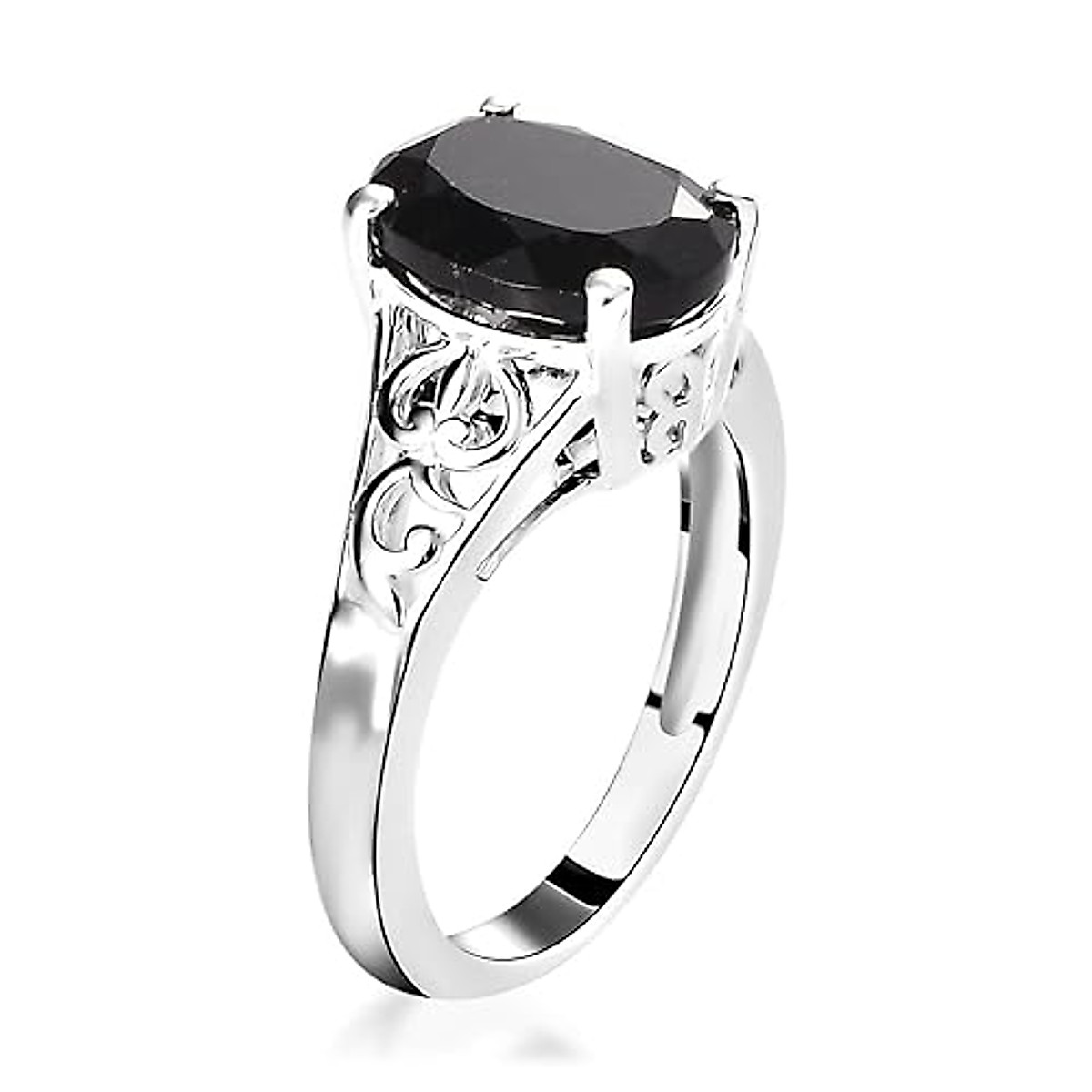 Shop LC Black Tourmaline Ring 925 Sterling Silver Split Shank Statement Jewelry Engagement Women Size 7 Ct 2.3 Birthday Gifts for Women