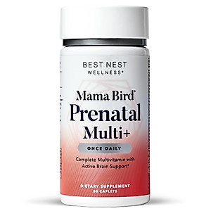 Best Nest Wellness Mama Bird Prenatal Vitamin: Vegan Prenatal Vitamins for Women w/Methylfolate (Folic Acid) w/Organic Herbal Blend, Prenatal Vitamins for Women B12, Choline, Once Daily, 30 Count