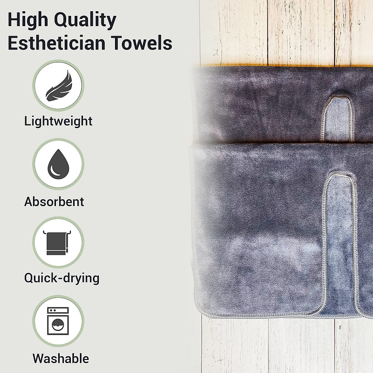 BeautyClothCo Esthetician Towels for Facials - Pack of 2 Facial Towels - Mask Removing Face Wrap - Perfect for Spa, Salon, & at-Home Skincare - Super Soft Microfiber Face Towel Set - Grey