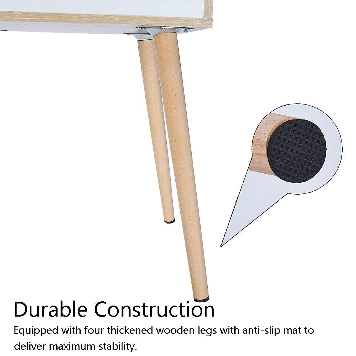 Toxz office products Modern Log Bedroom Livingroom Storage Cabinet Table,Drawer Cabinet,Solid Wood Legs,Display Desk,Anti-Slip Mat,Wood Grain Color(Ship from US!)