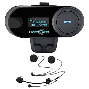 FreedConn Motorcycle Helmet Bluetooth Intercom Kit, TCOM-SC Motorbike Helmet Intercom Interphone Headset, for 2 or 3 Riders, LCD Screen/FM Radio/Mobile phone/MP3/GPS Connective/Range 800m(1 Pack)